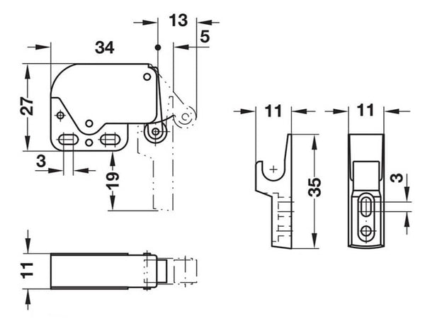 Mini Latch Spring Loaded Pressure Push Lock Open & Close