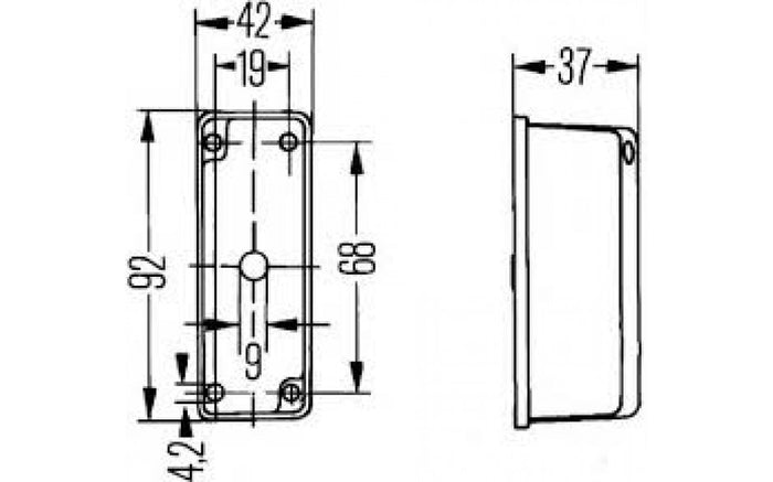 Hella Side Marker Light Red/Clear Rectangle
