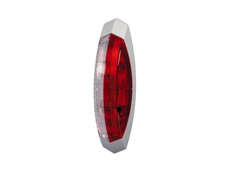 Hella Side Marker Light Red/Clear Oval White Frame